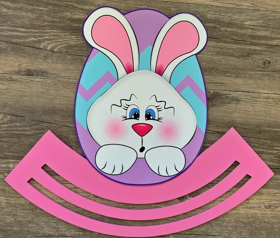 19x17 Easter Egg Bunny Metal Wood Wreath Rails Door Hanger | Etsy