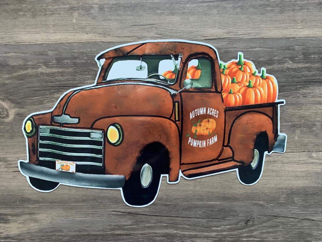14x18 Fall Vintage Truck Wreath Sign - #137 - Metal Sign - Wreath Sign ...