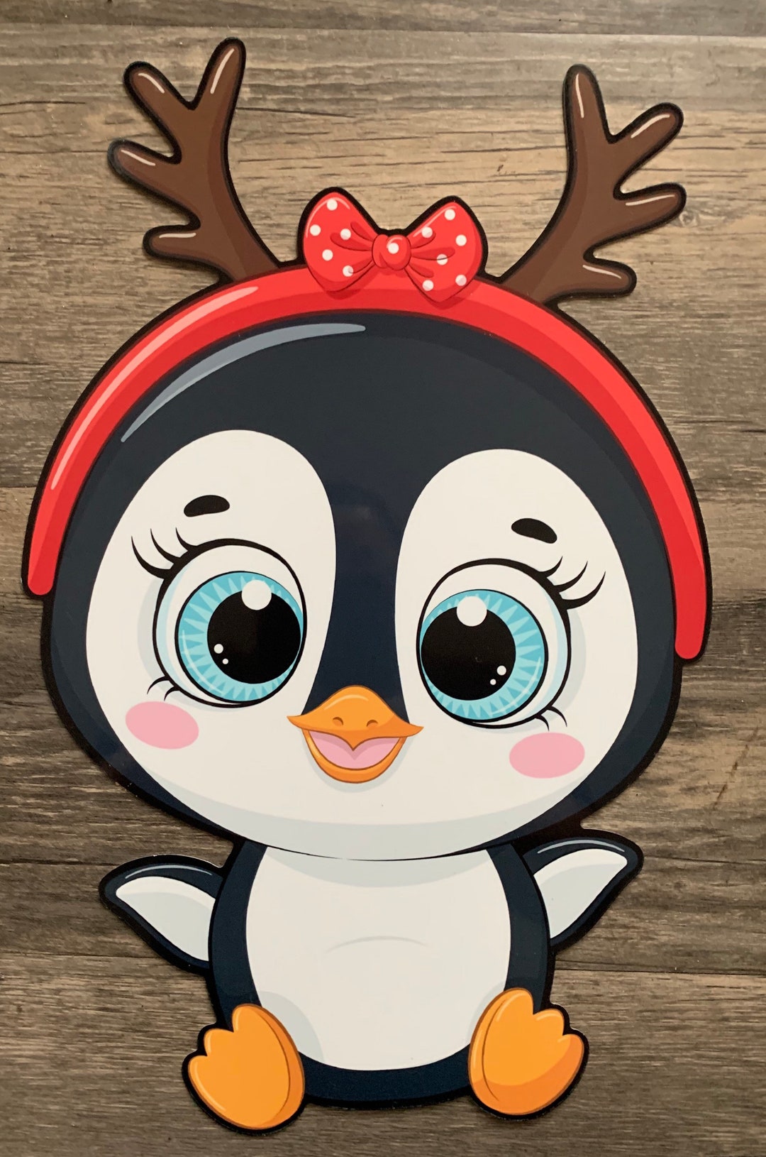 14x8” Metal Christmas Penguin Wreath Sign #429, Wreath Accent, Wreath ...