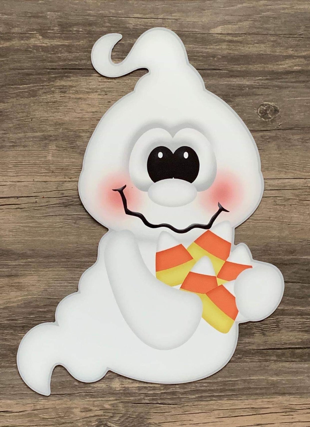 8x12” Halloween Ghost With Candy Corn -#135- Wreath Sign- Metal Sign ...