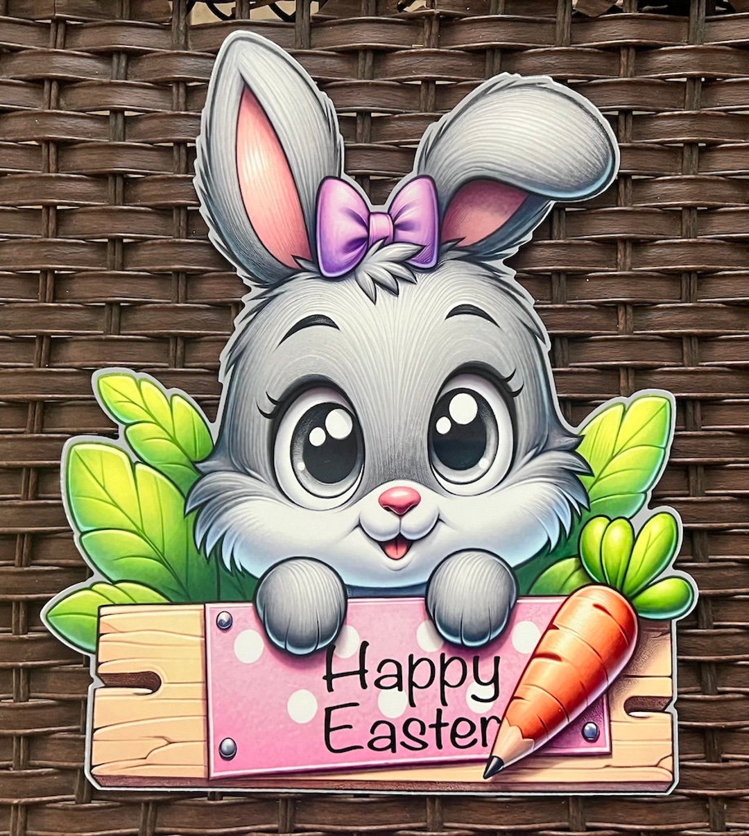 12.4x10" Easter Bunny Metal Wreath Metal Sign #1455, Wreath Attachment ...