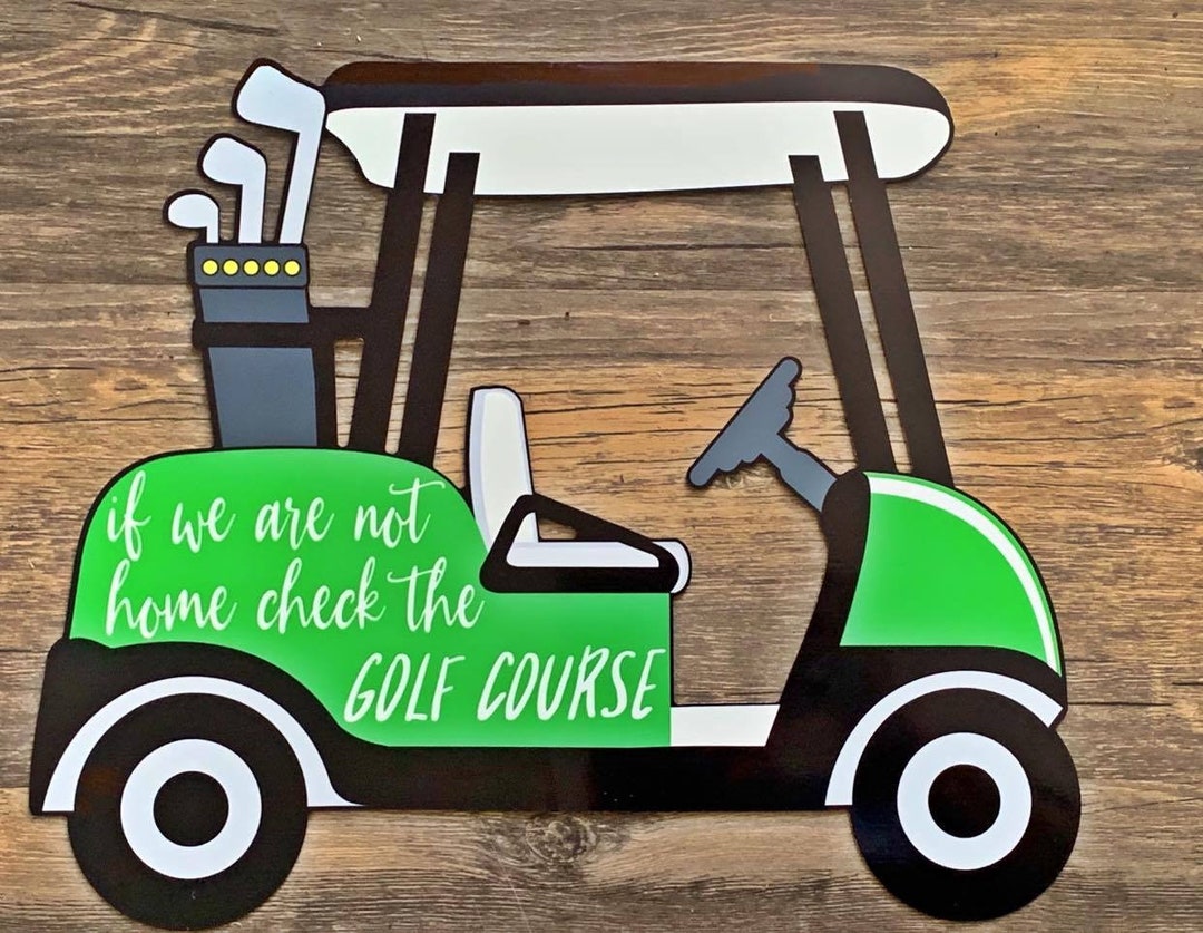 12.5x10.5 Golf Cart Wreath Sign- #333- Metal Sign- Wreath Sign- Golf ...