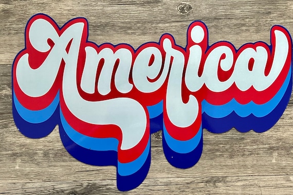 America Word Wreath Sign 772 Metal Sign Patriotic Sign | Etsy