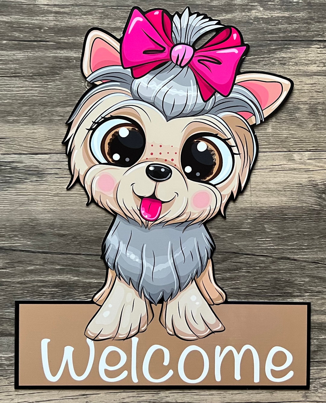 9.1x12.5" Yorkie Girl Dog Wreath Sign #694 Metal Sign- Dog Sign- Wreath ...
