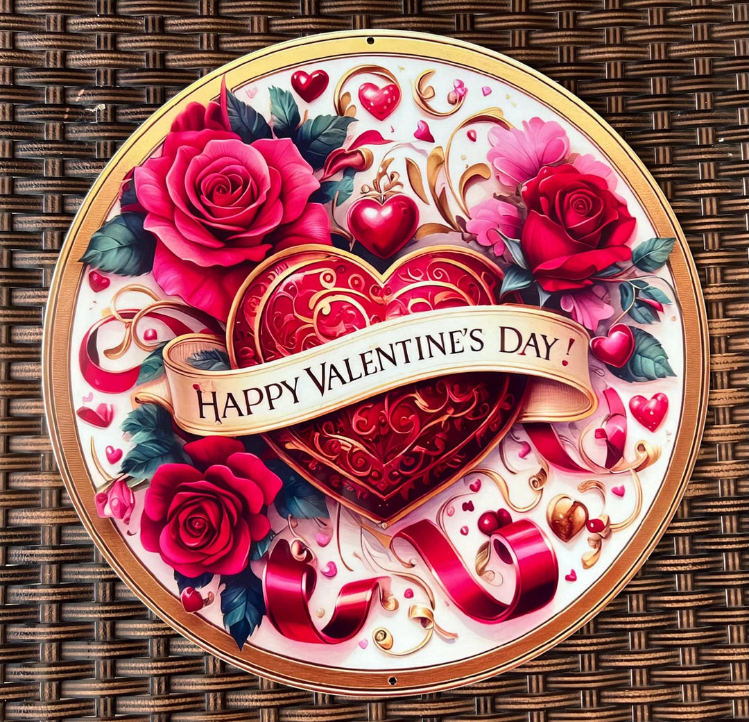 Valentines Happy Valentines Day Sign 1409 Wreath Attachment metal Sign ...