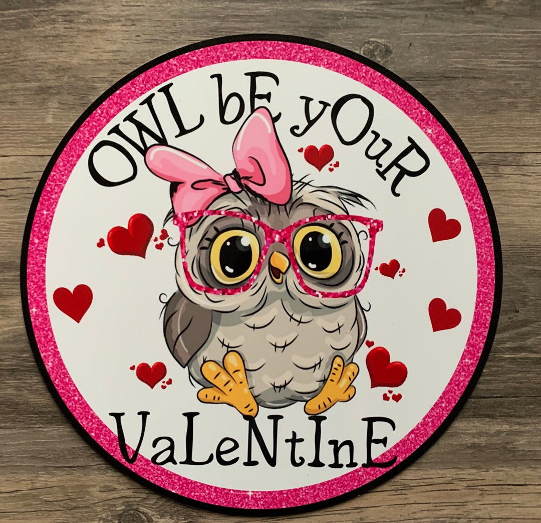 Valentine, Owl Love Hearts #457, Metal Wreath Sign, Wreath Attachment ...