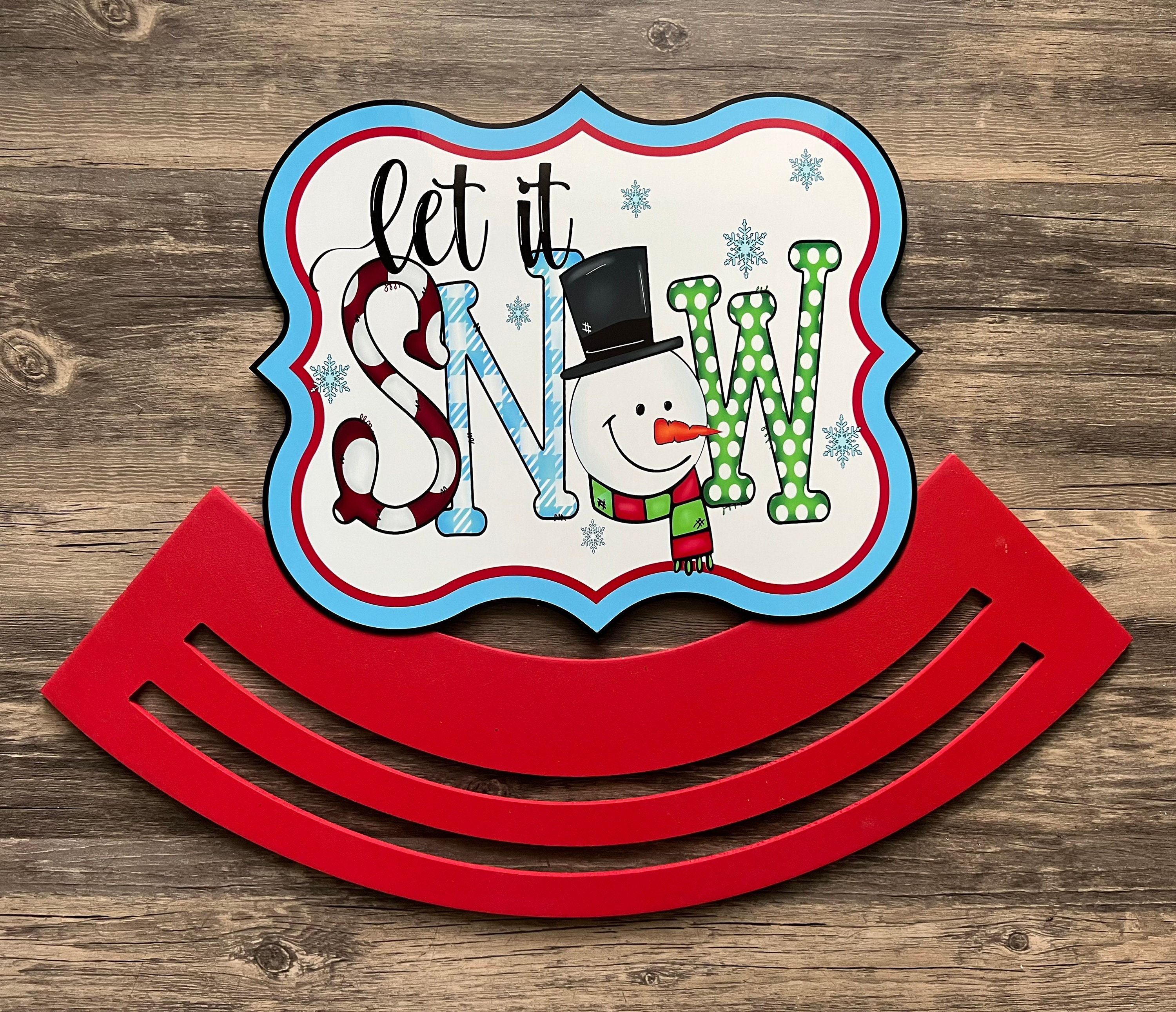 Christmas Let It Snow Metal/wood Door Hanger Sign With Rails #969 Door ...