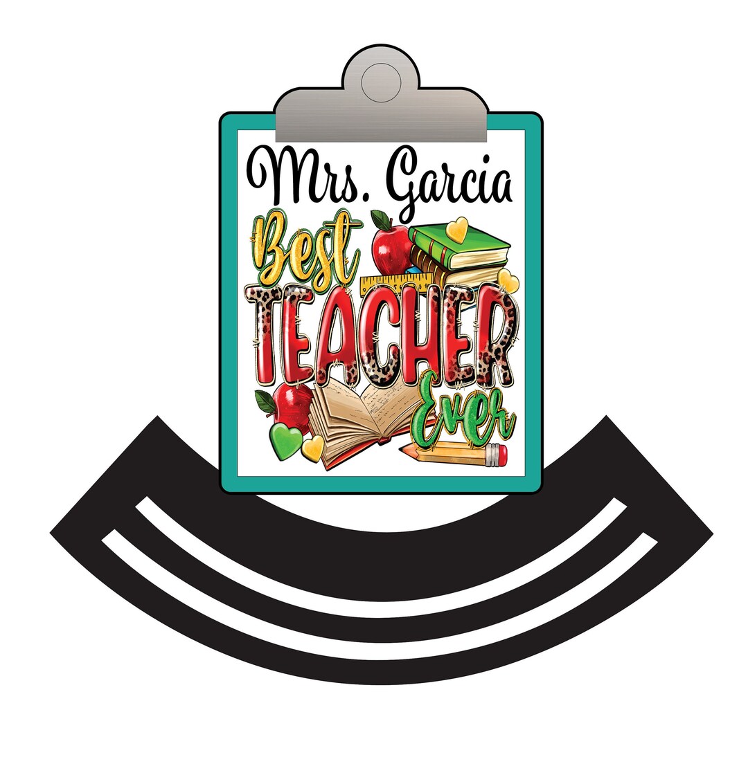 19.3x16.5"school Best Teacher Ever Clipboard Wood/metal Sign With Rails ...