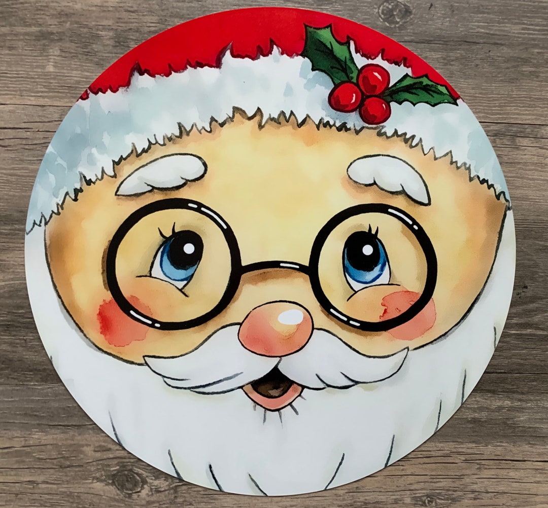 Santa Face Circle Sign for Wreath #405, Wreath Attachment, Metal Sign ...