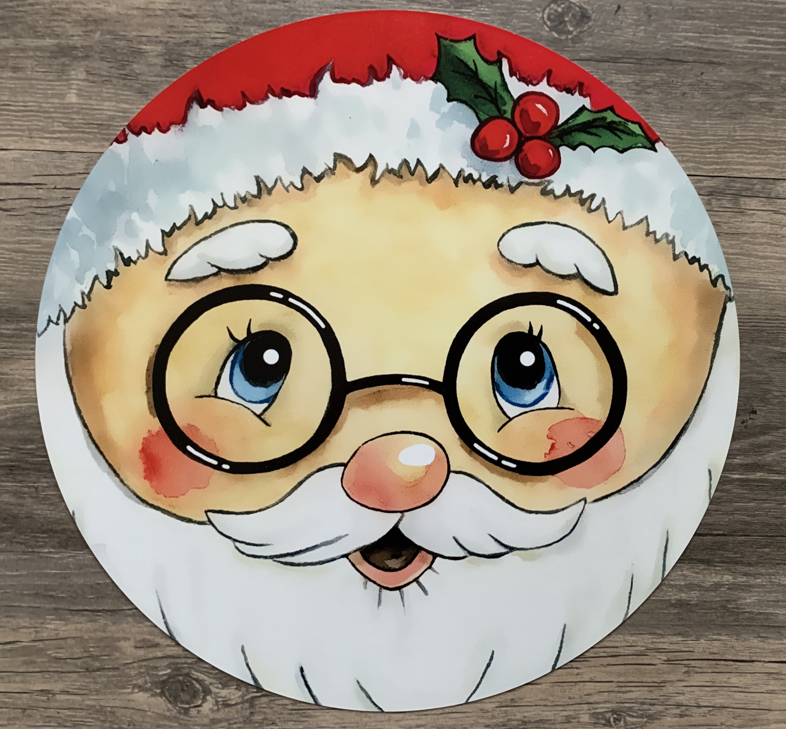 Santa Face Circle Sign for Wreath 405, Wreath Attachment, Metal Sign ...