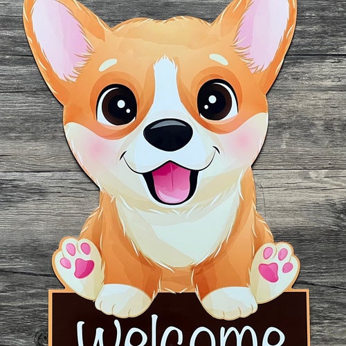 9.1x12.5 Corgi Dog Wreath Sign 682 Metal Sign Dogs - Etsy