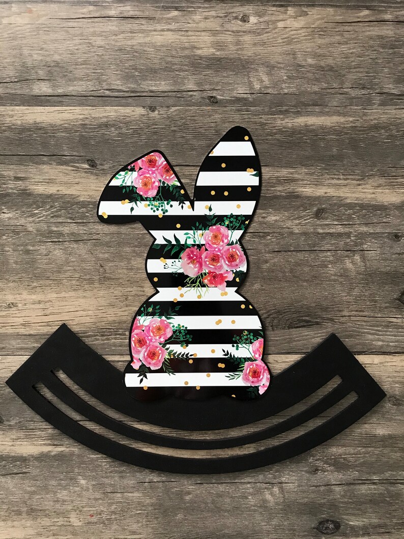 18x15 Floral Stripe Bunny Sign With Rails 203 Door Hanger - Etsy