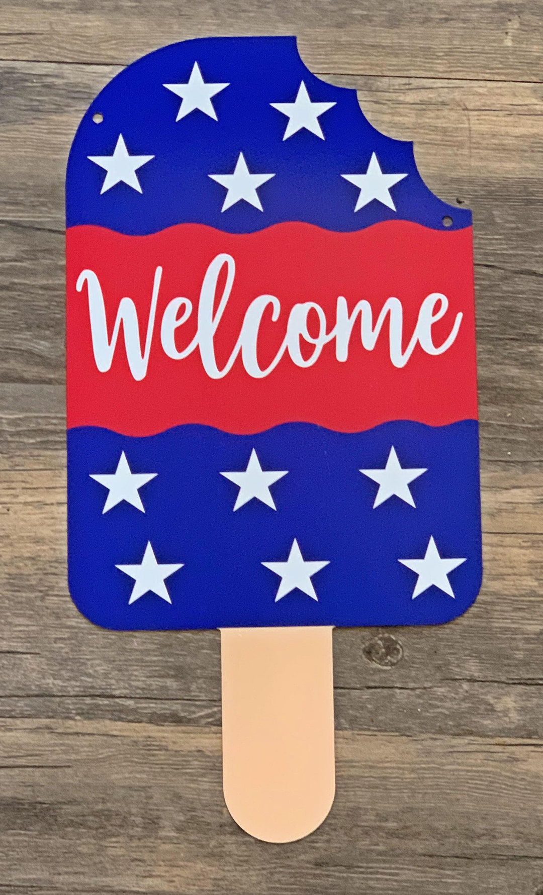 14.5x7.5 Patriotic Popsicle Wreath Sign- #339- Metal Sign- Wreath Sign ...