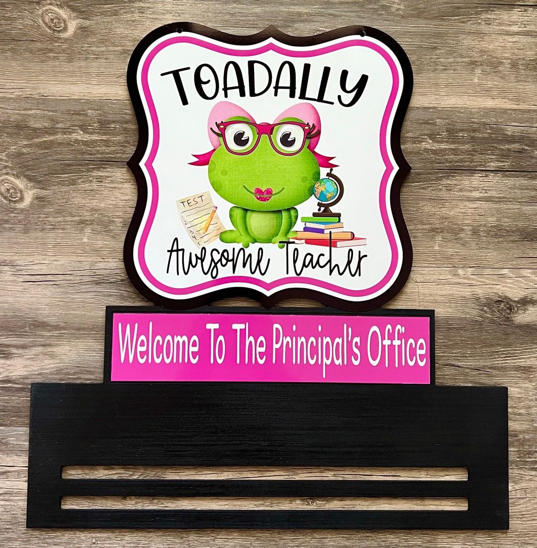 18x17" School Teacher Frog Metal/wood Backing Sign With Rails #1283 ...