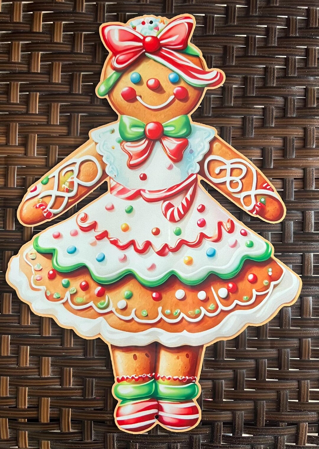 12.9x9" Christmas Gingerbread Candy Girl Wreath Sign #1356 Wreath ...