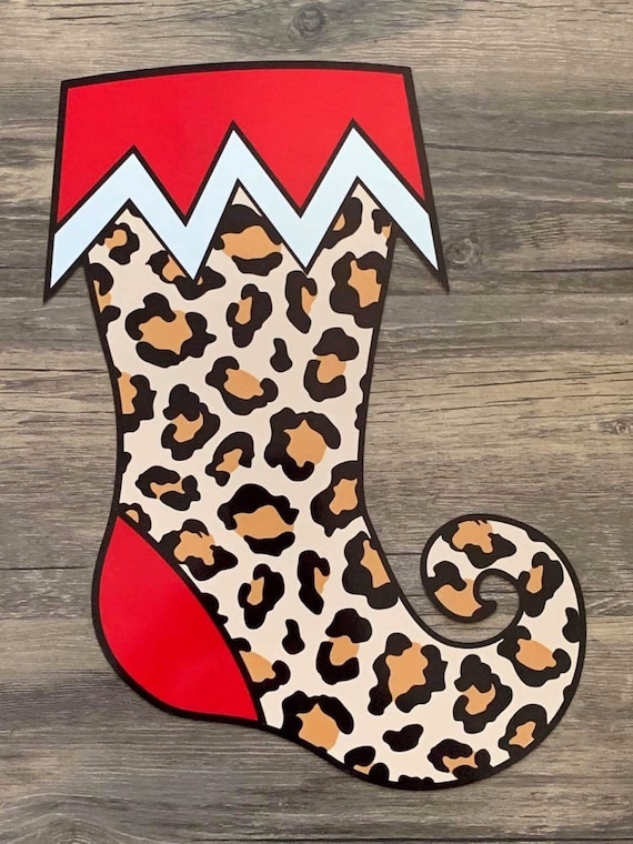 9x13.5 stocking leopard cheetah print sign 396 Christmas | Etsy
