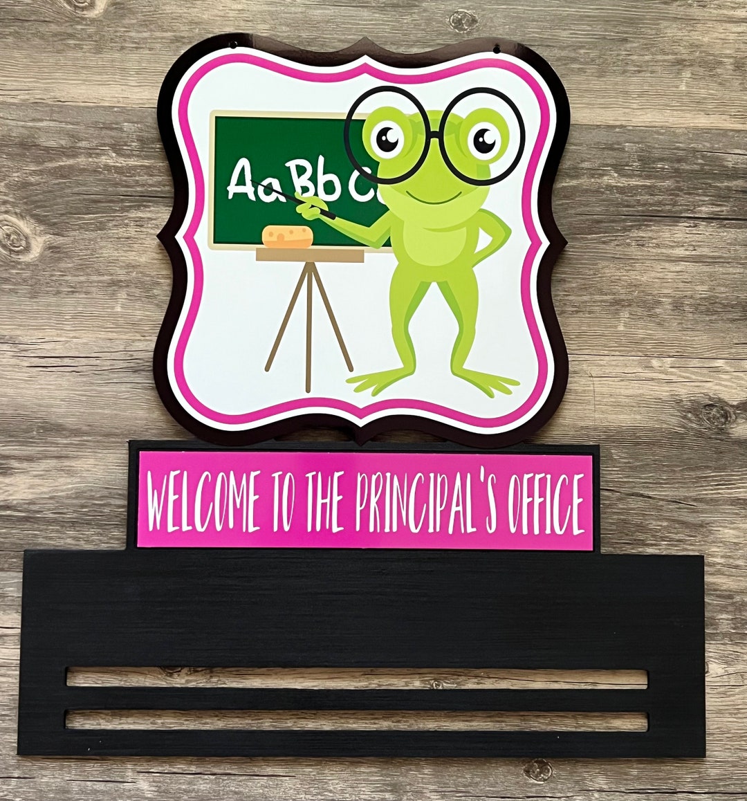 18x17" School Teacher Frog Metal/wood Backing Sign With Rails #1284 ...