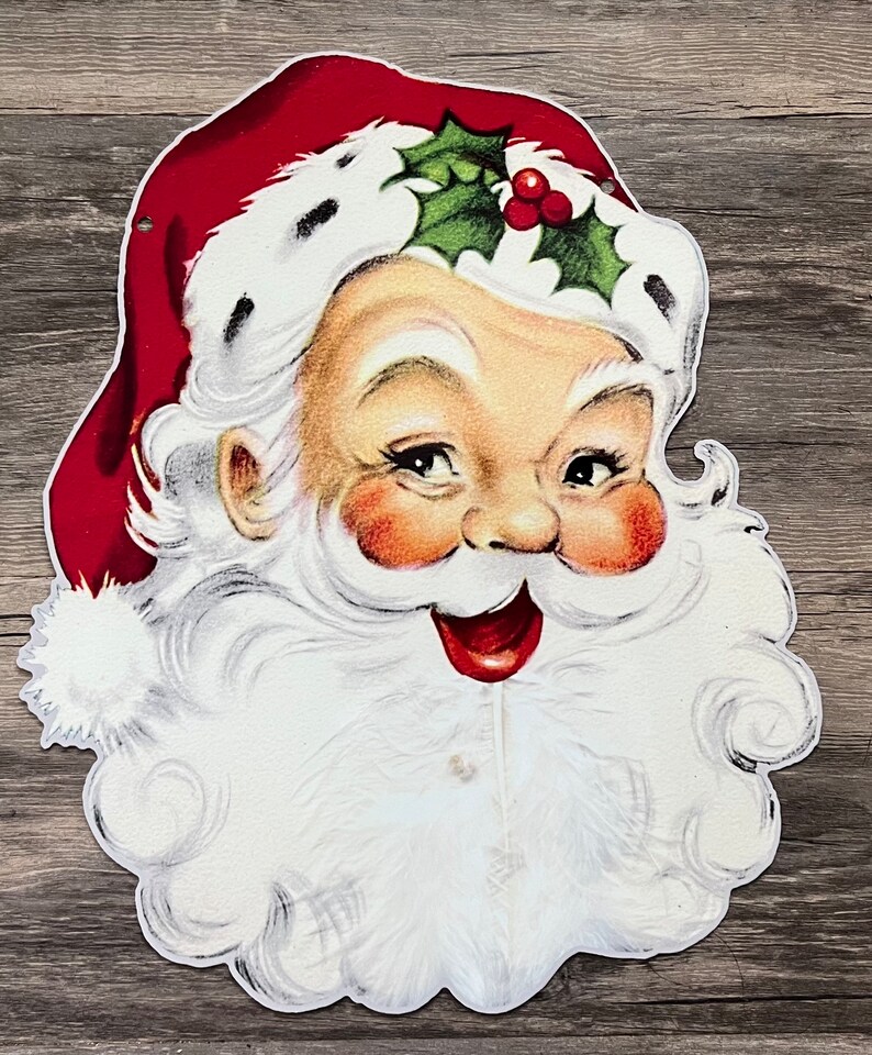 Santa Face Vintage Metal/wood Backing Door Hanger With or Without Rails ...