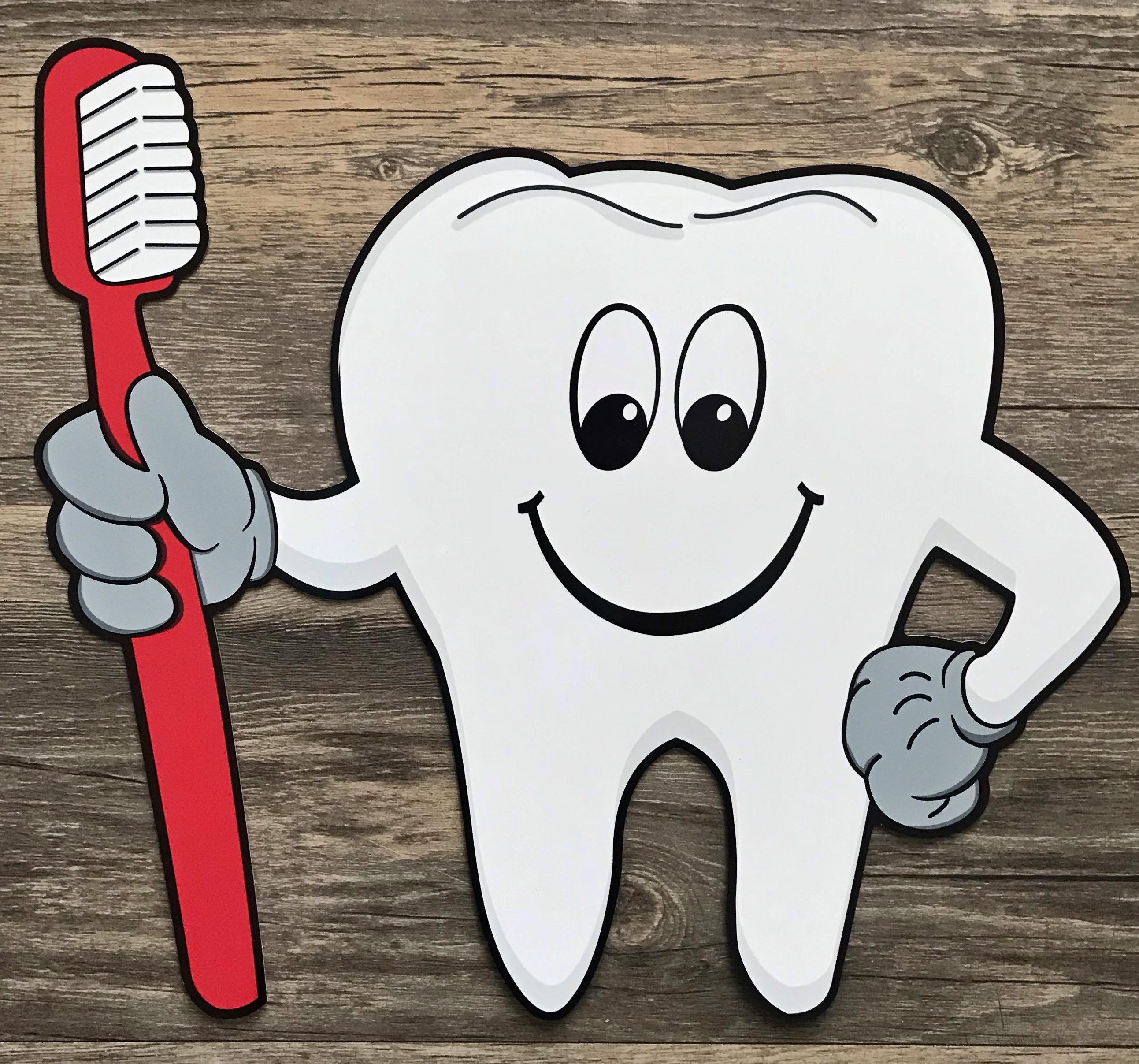 11.5x10.5 Tooth With Toothbrush Wreath Sign - #257 - Wreath Sign ...