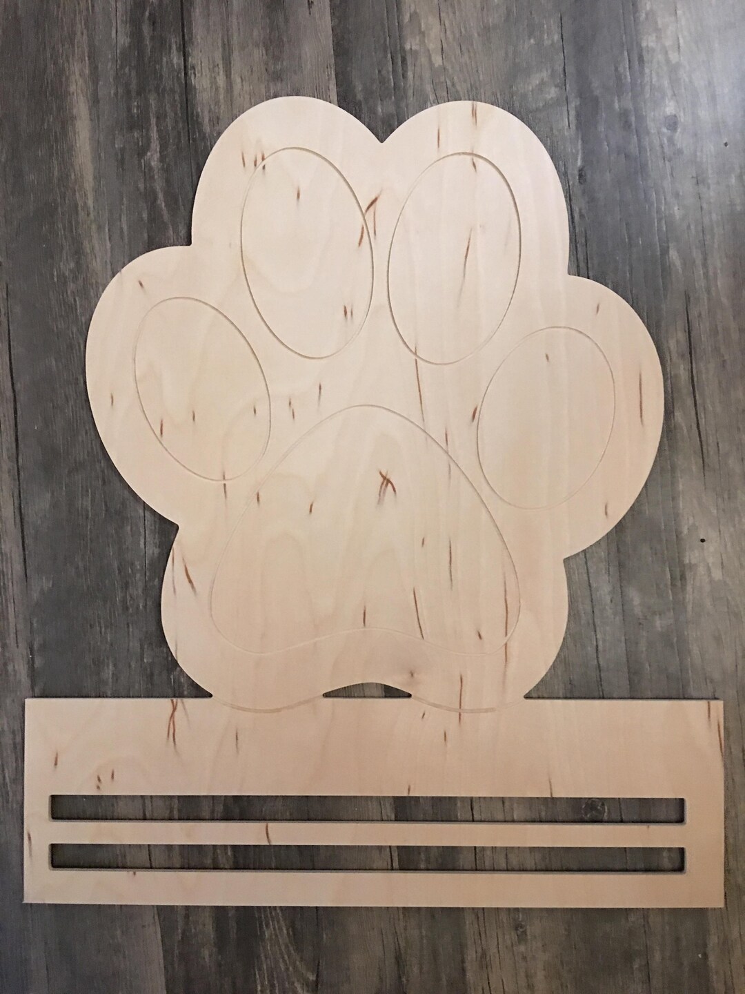 17x17" Dog Paw Sign With Rails - Door Hanger - Sign With Rails - Wood ...