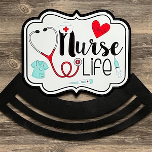19.3x15 Nurse Metal/wood Sign With Rails #713 Door Hanger Rails, Wreath ...