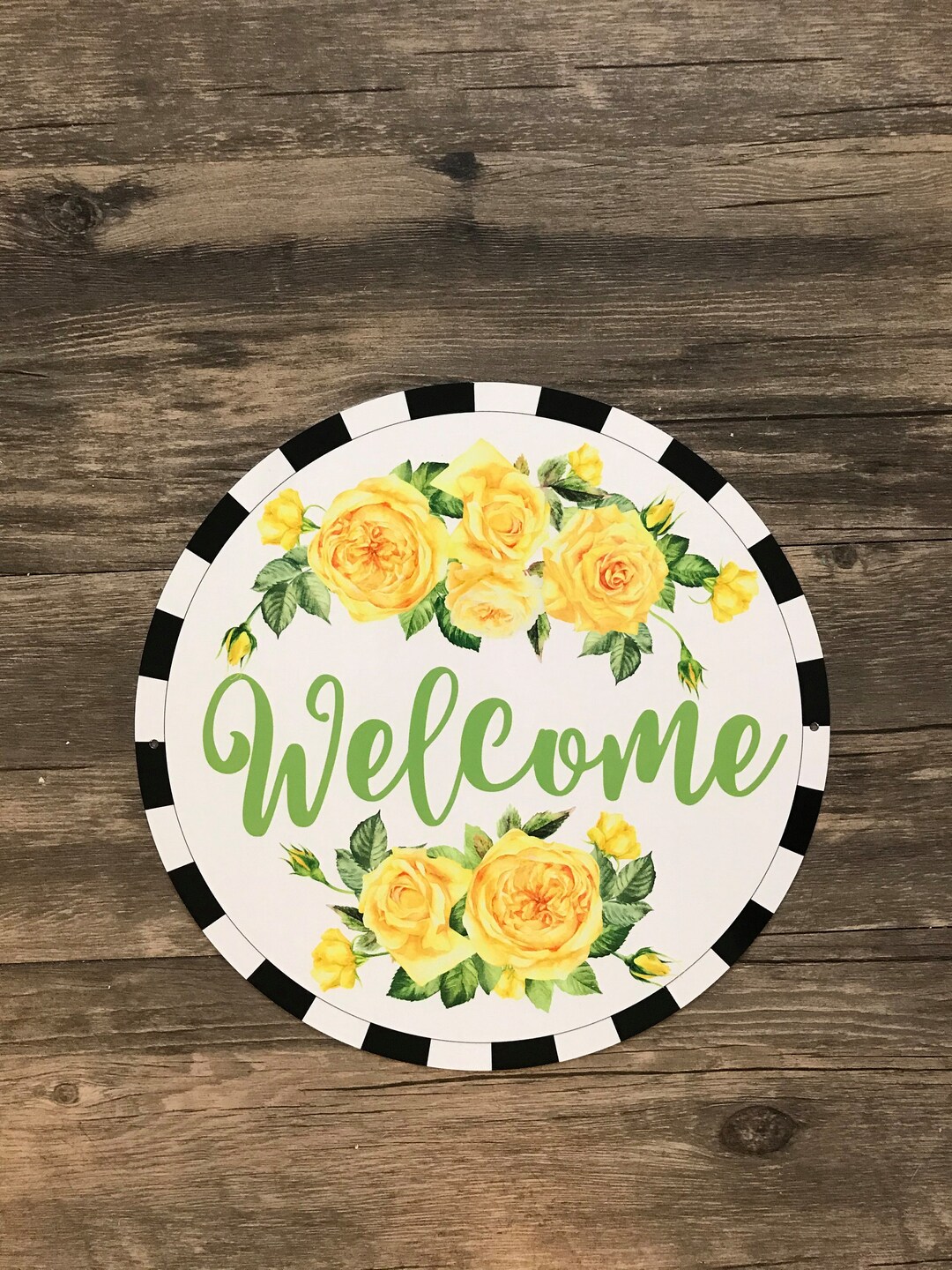 Yellow Rose Welcome Sign for Wreath - #78 - Wreath Sign - Metal Sign ...