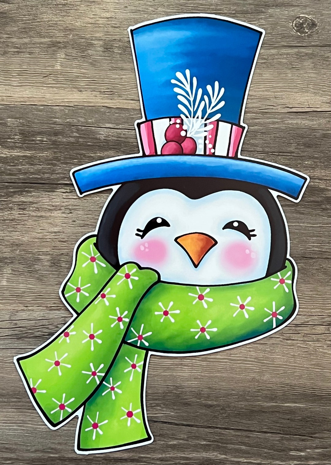 12.9x811" Christmas Penguin Wreath Sign #949 Wreath Attachment, Wreath ...