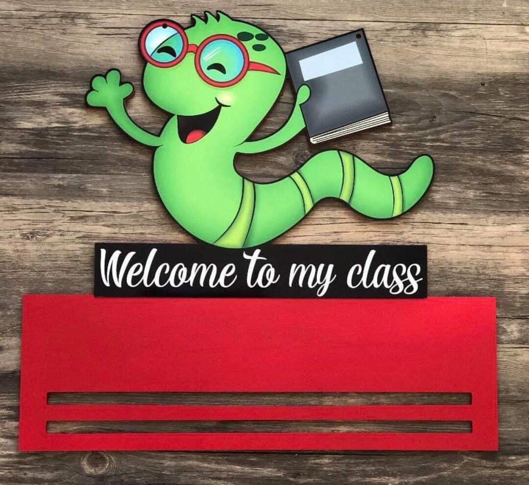 17x15 Bookworm Welcome to My Class Door Hanger Sign With Rails - #289 ...