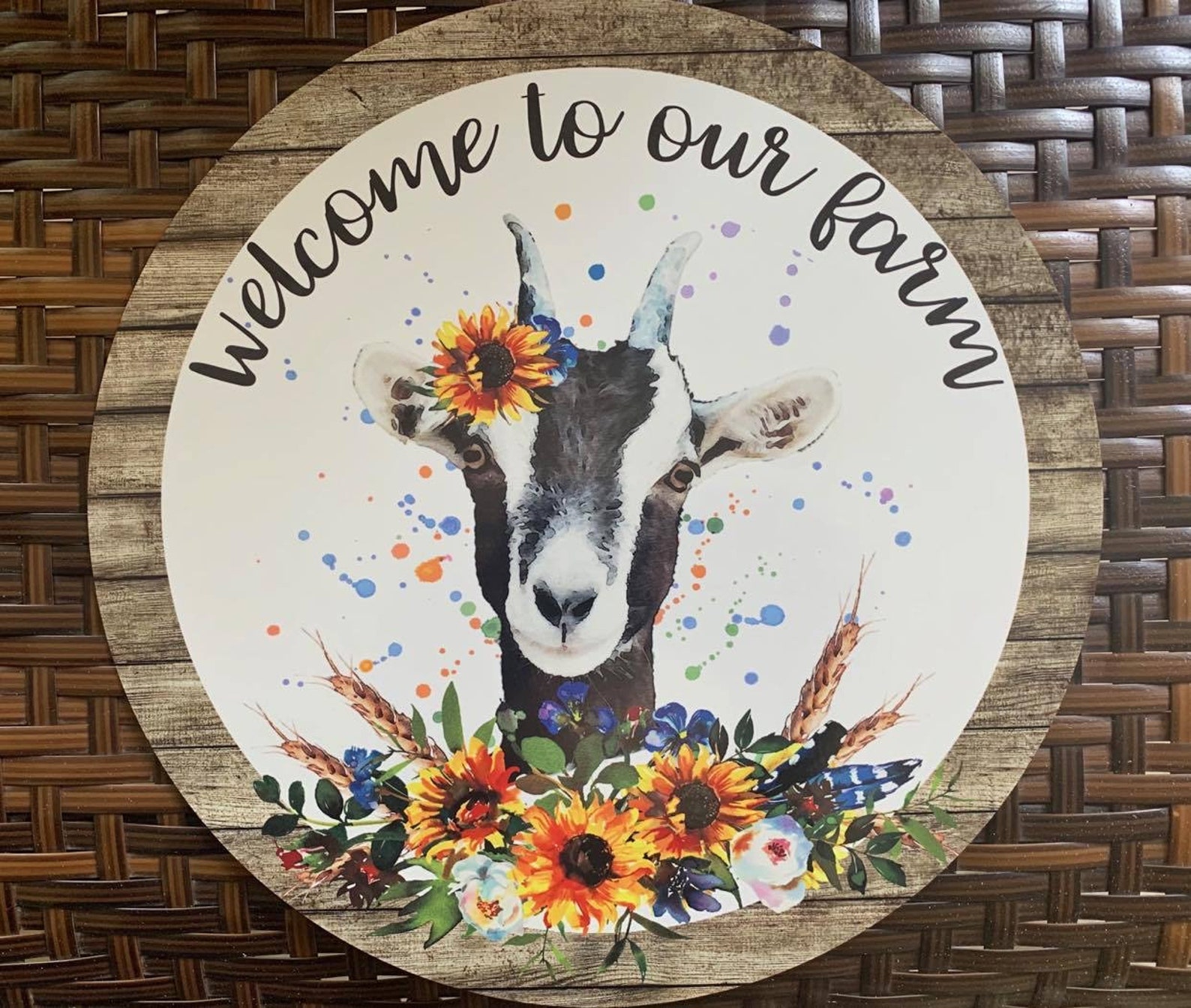 10.5 Welcome to Our Farm Goat Wreath Sign 334 Metal Sign - Etsy