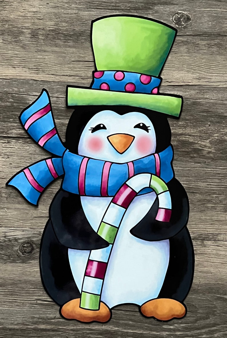 12.5x7.6" Christmas Penguin Wreath Sign #948 Wreath Attachment, Wreath ...
