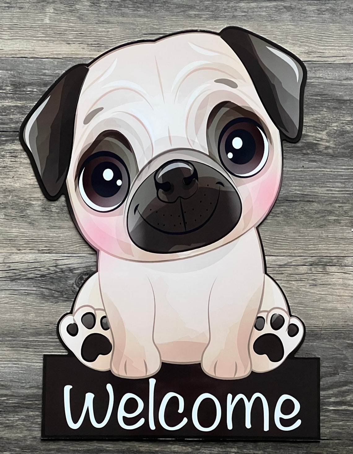9.1x12.5 Pug Dog Wreath Sign 689 Metal Sign Dog Sign - Etsy
