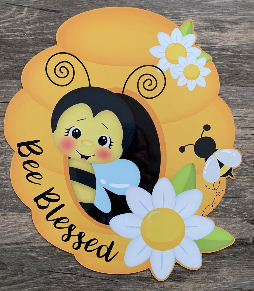 12x10” Bee Blessed Bee Honeycomb Wreath Metal Sign #500, Wreath ...