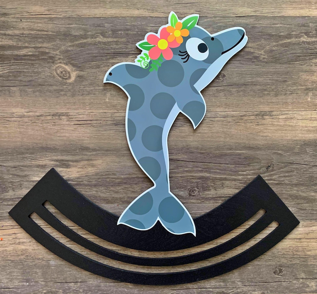 18x17 Dolphin Door Hanger Sign With Rails 96 Door Hanger Wreath Form ...