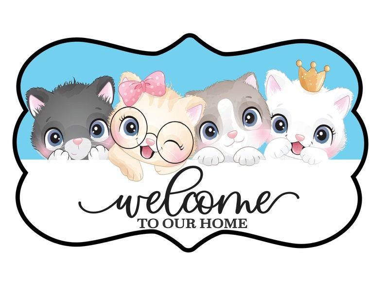 Cats Welcome to Our Home Wreath Sign #857 Wreath Attachment, Wreath ...
