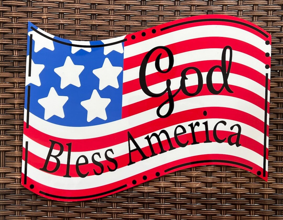 12.5x10” Patriotic Waving Flag USA Wreath Metal Sign , Wreath ...