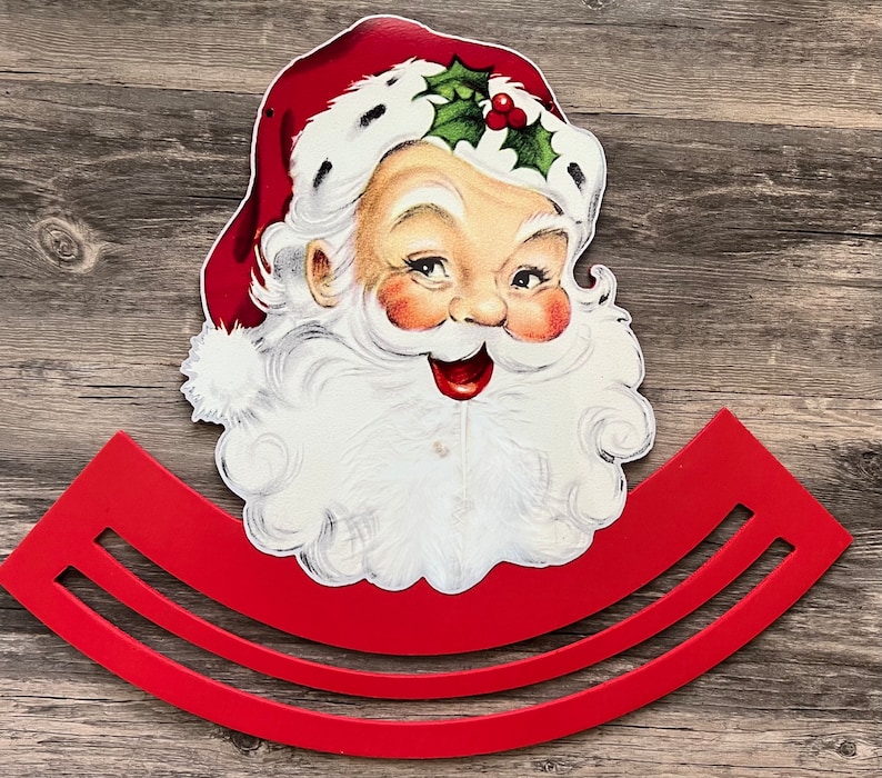 Santa Face Vintage Metal/wood Backing Door Hanger With or Without Rails ...
