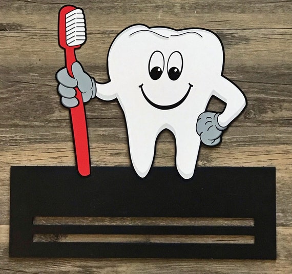 18X15 Tooth With Toothbrush Door Hanger Sign With Rails 257 - Etsy