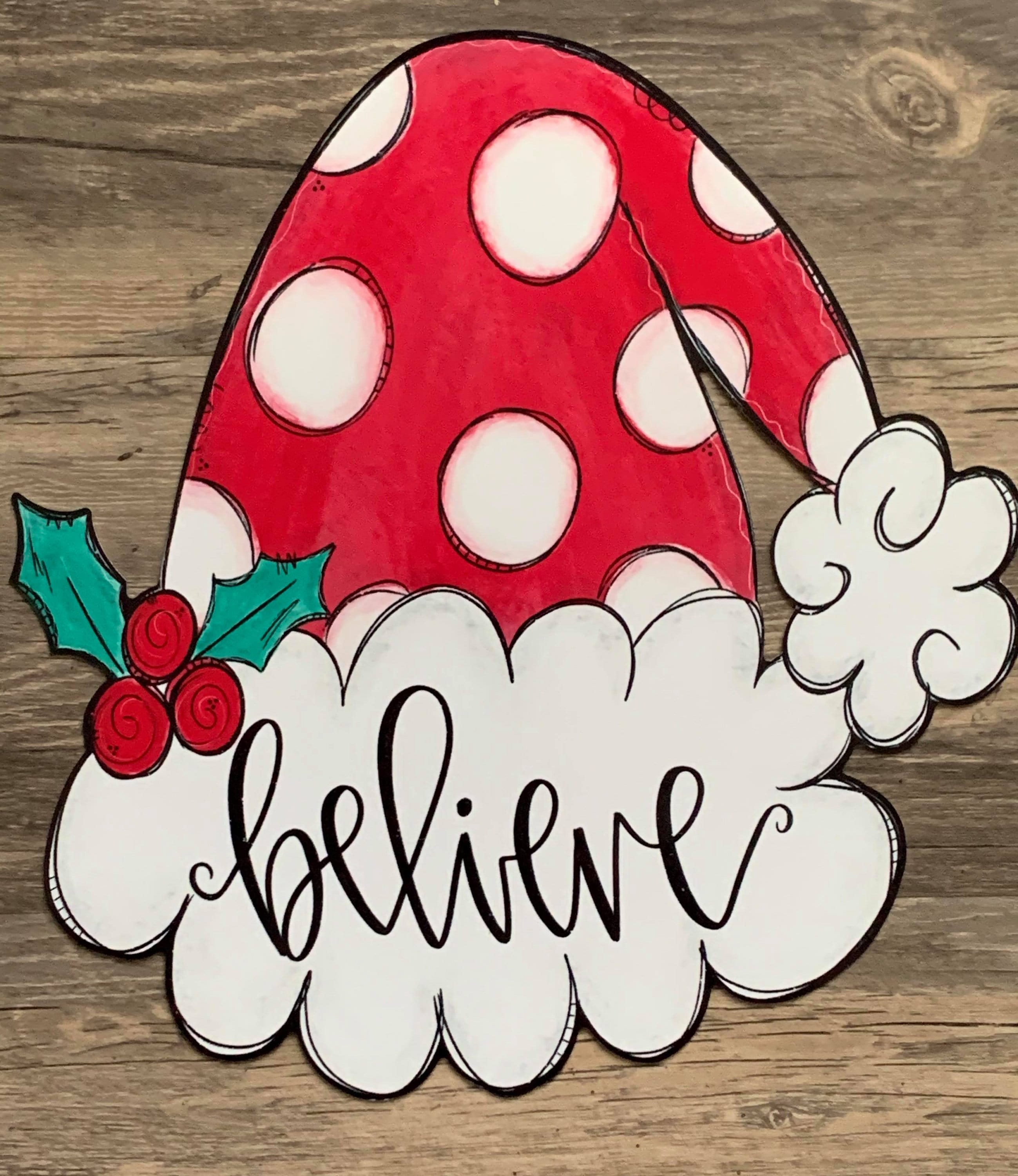 10.5x11.5 Santa Hat Wreath Sign-#375- Metal Sign- Wreath Sign ...