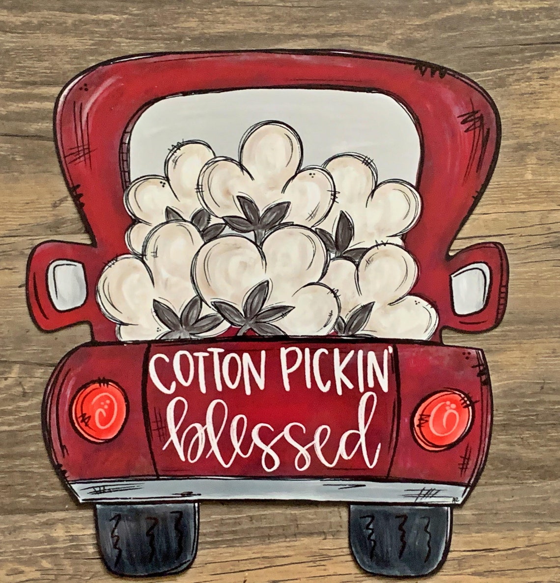 10.5x11.5 Cotton Pickin Blessed Truck Wreath Sign366 - Etsy