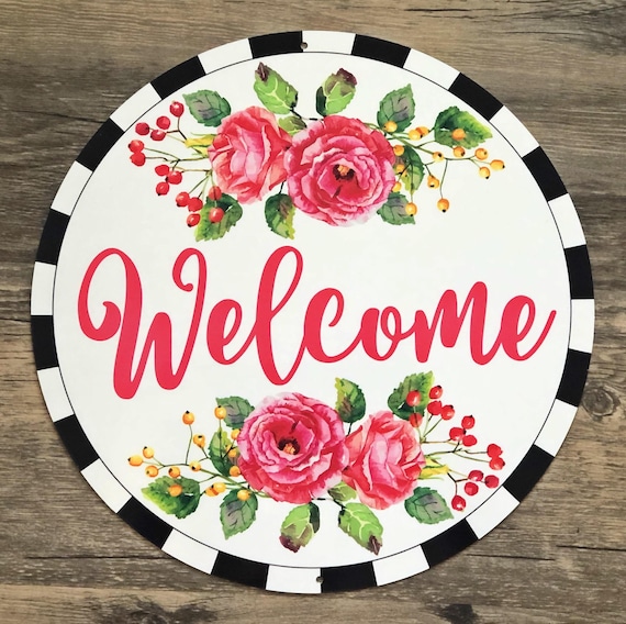 10.5 Welcome Wreath Sign 74 Wreath Sign Metal Sign | Etsy