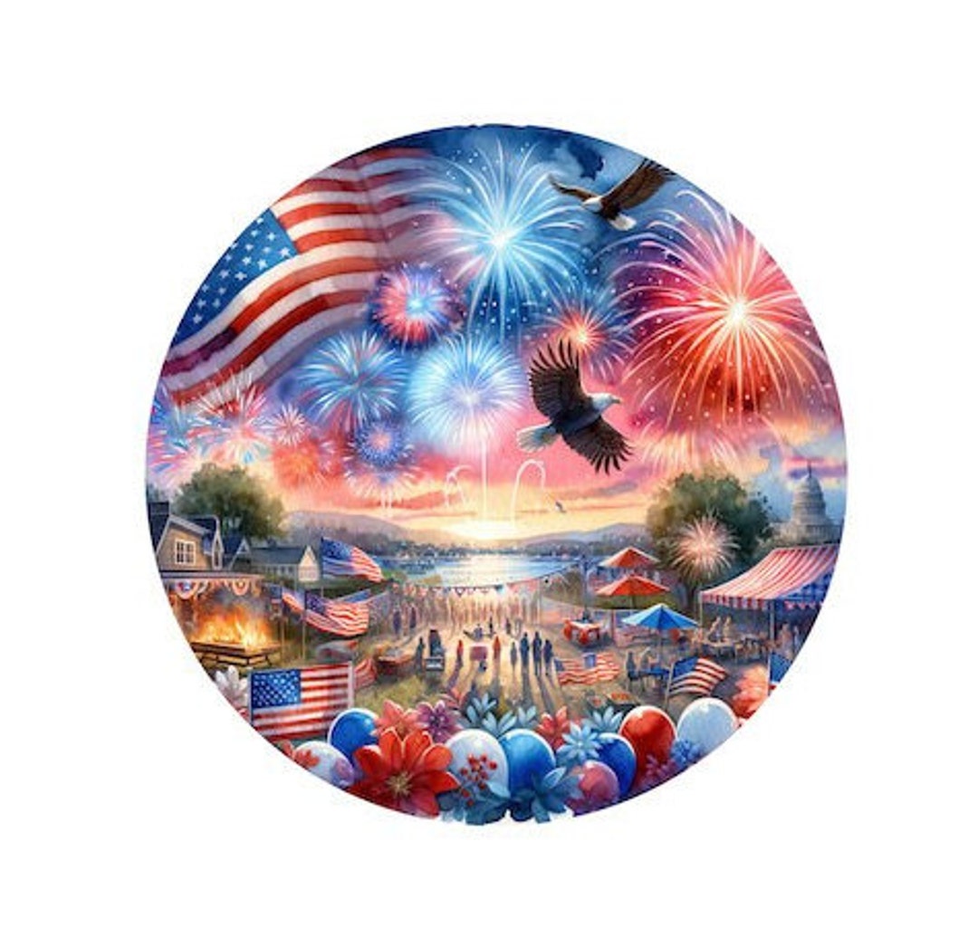 Patriotic Fireworks Wreath Metal Sign #1480 Wreath Attachment, Wreath ...