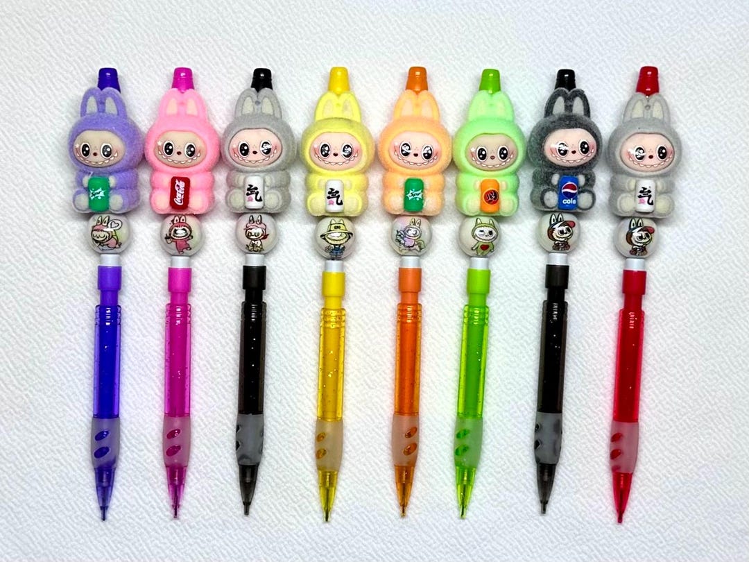 Cute Labubu Mechanical Pencil With Beads | Colorful Kawaii Stationery ...