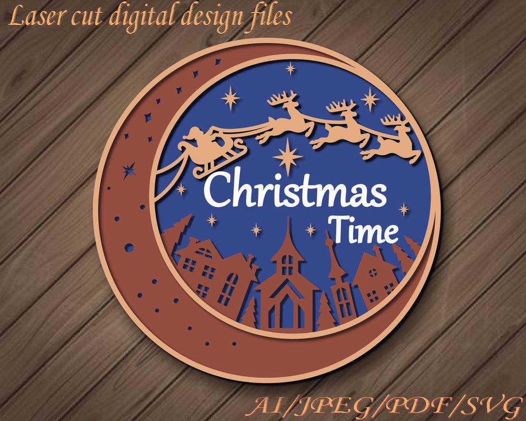 Christmas Time Sign SVG: Laser Cut Door Hanger (digital Download) - Etsy