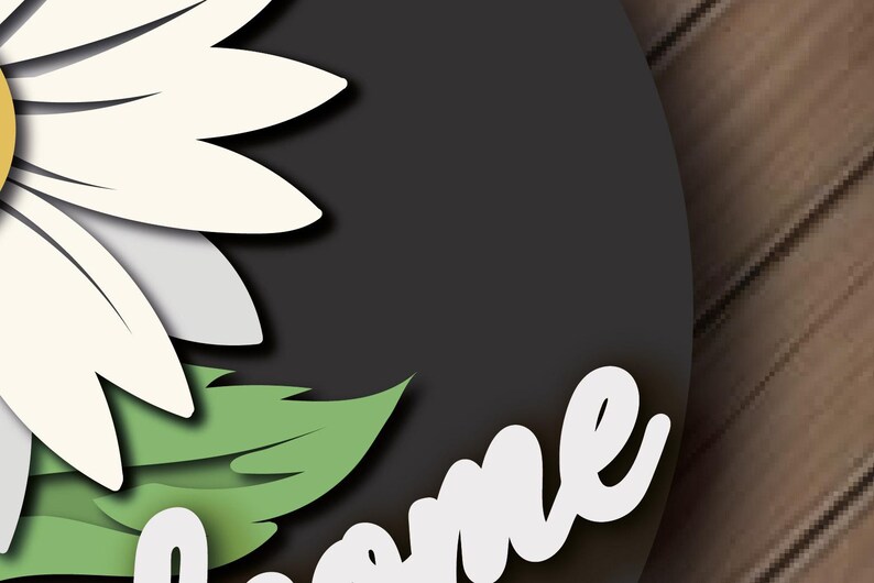 Daisy Welcome Sign SVG: Floral Door Hanger Laser Cut File (digital ...