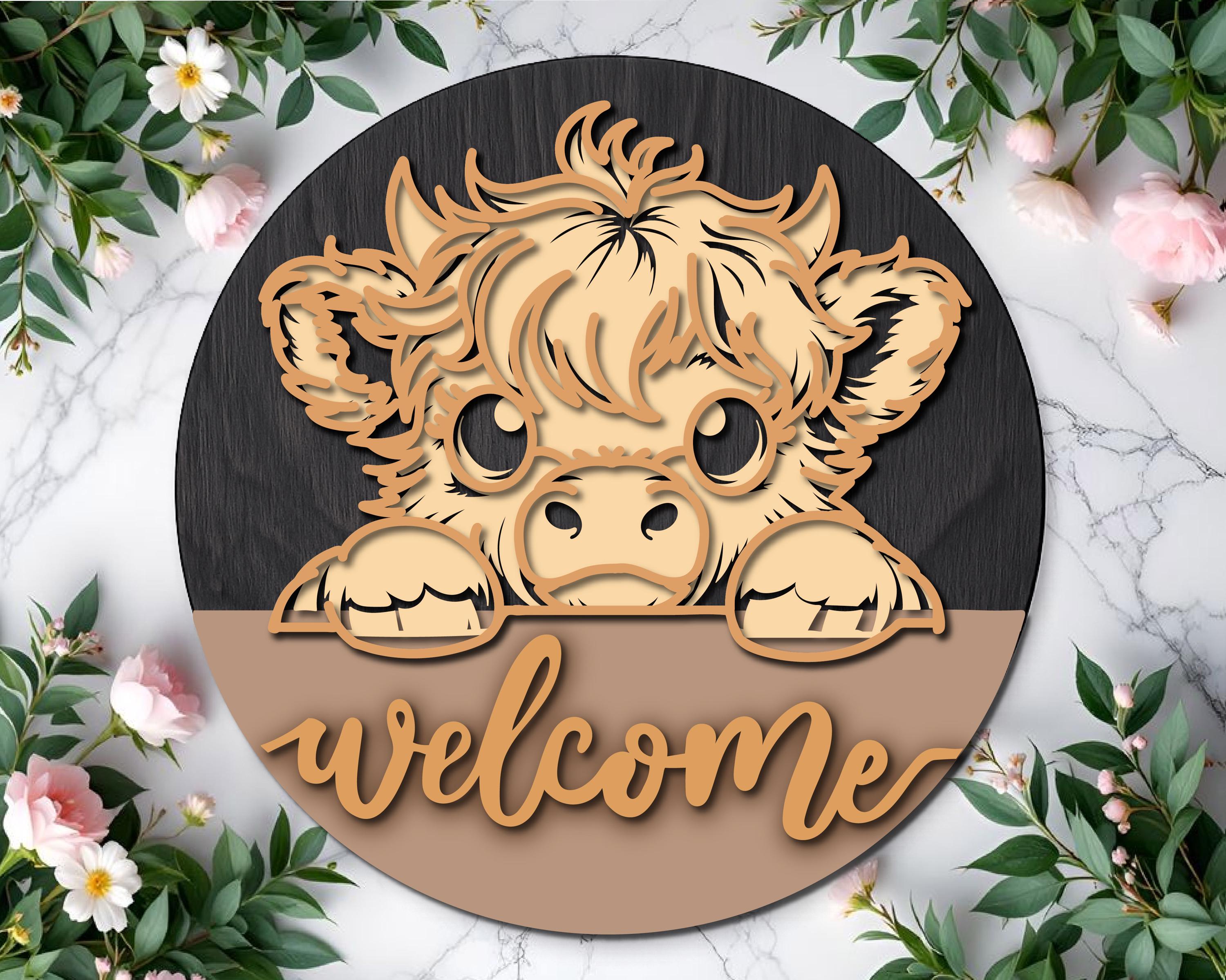 Highland Cow Welcome Sign, Laser Cut SVG File (digital Download) - Etsy