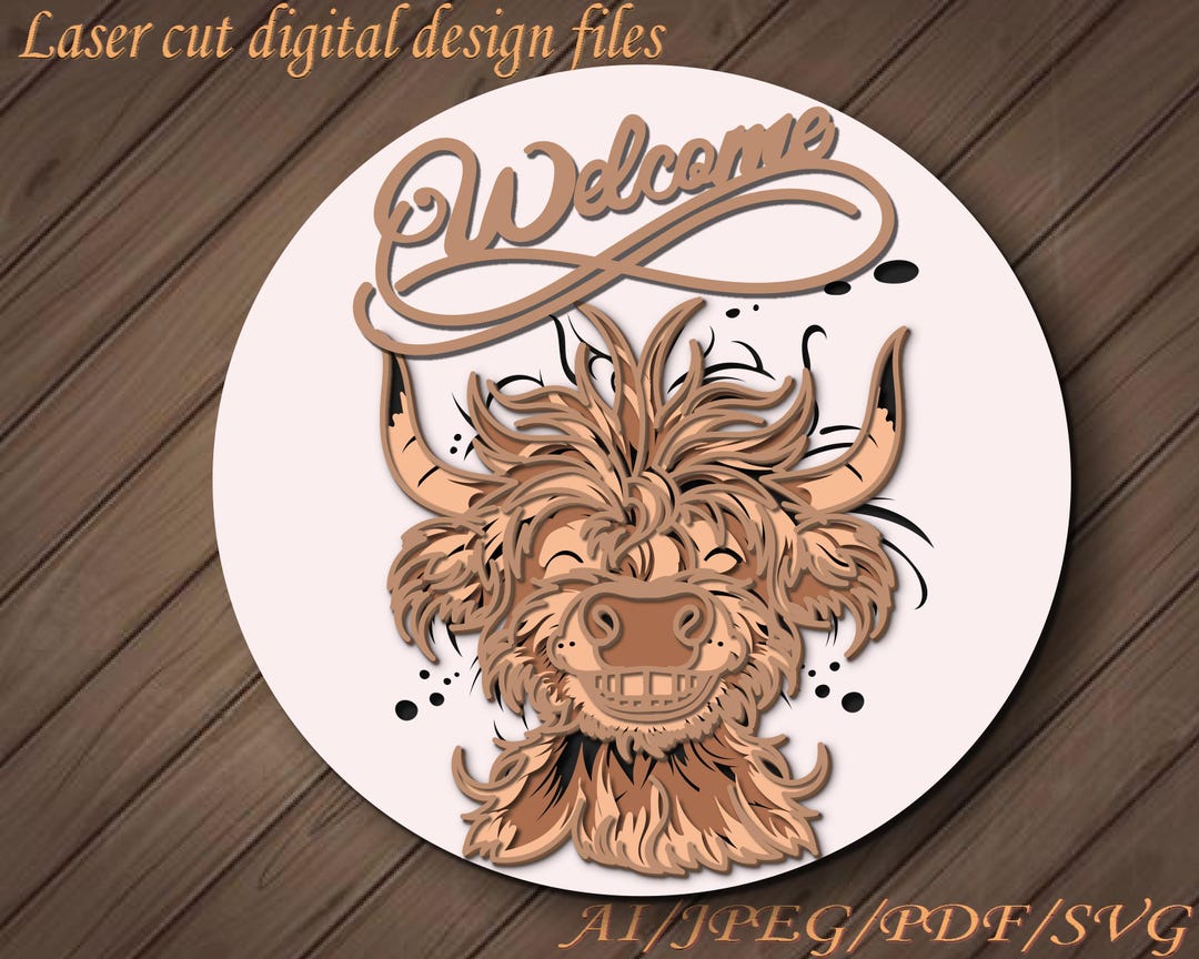 Highland Cow Welcome Sign, Laser Cut SVG File (digital Download) - Etsy ...