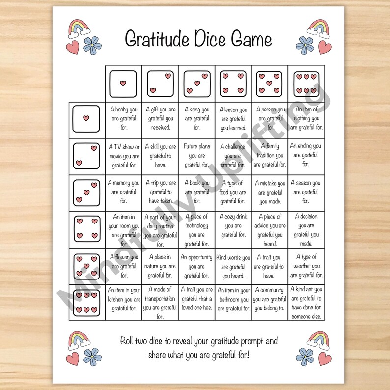 Gratitude Icebreaker Dice Game: Printable Activity for Family ...