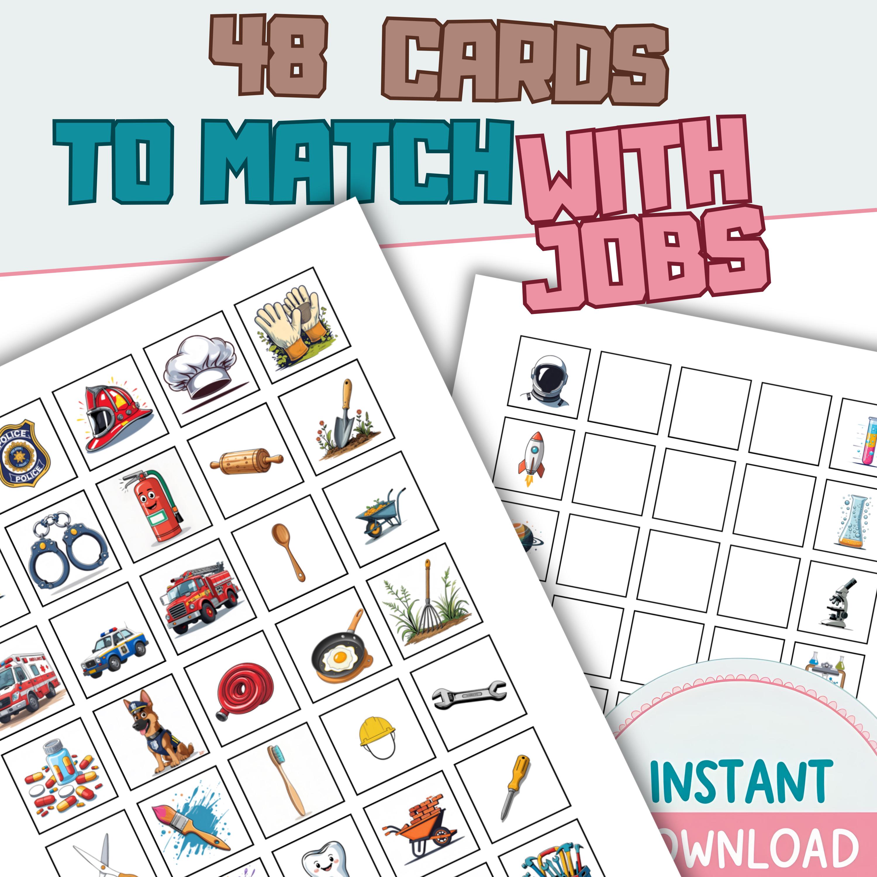 Professions Matching Cards Montessori Style Sorting Game Toddler ...