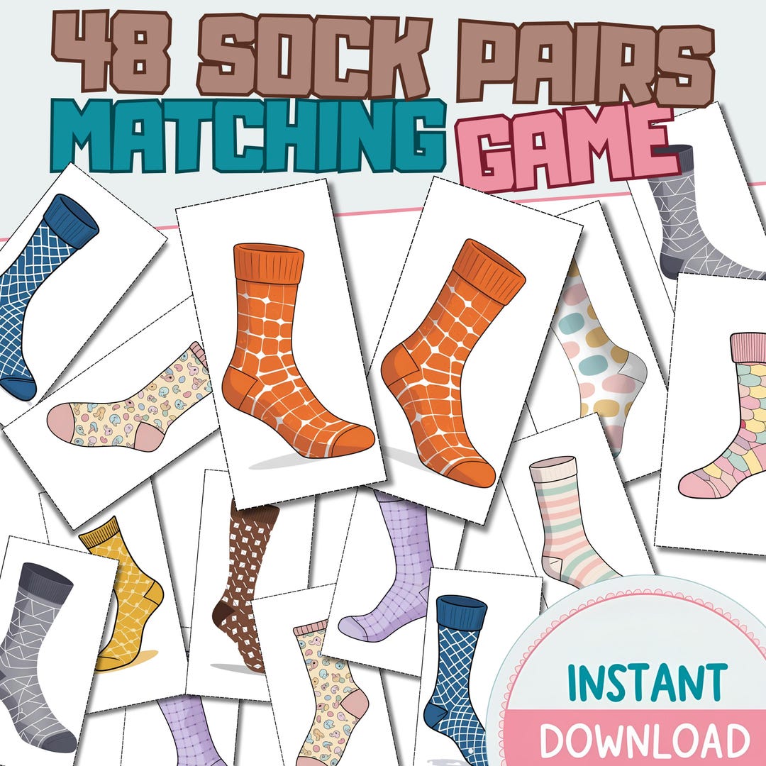 Sock Color Matching Game for Kids, Pattern Matching Activity, Symmetry ...