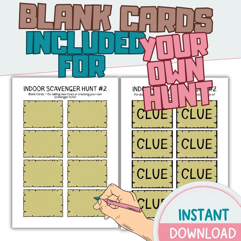 Indoor Scavenger Hunt Printable, Treasure Quest for Kids, Toddler ...